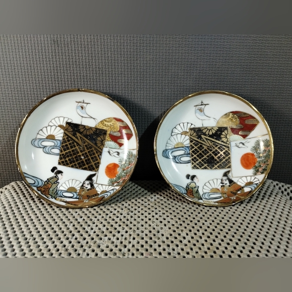 Art | Pair Of Antique Japanese Kutani Hand Painted Samurai Porcelain ...